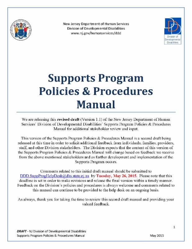 DDD's Supports Program Manual Draft