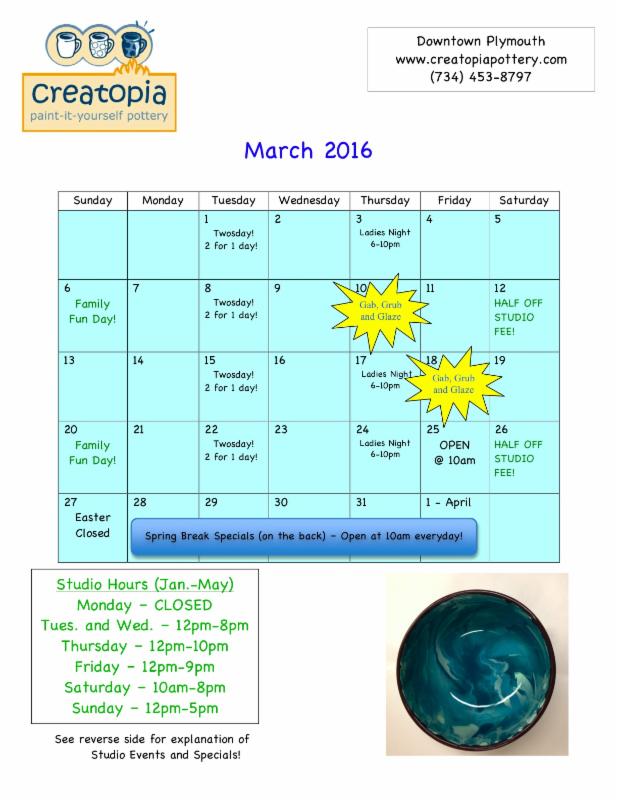 March at Creatopia Pottery