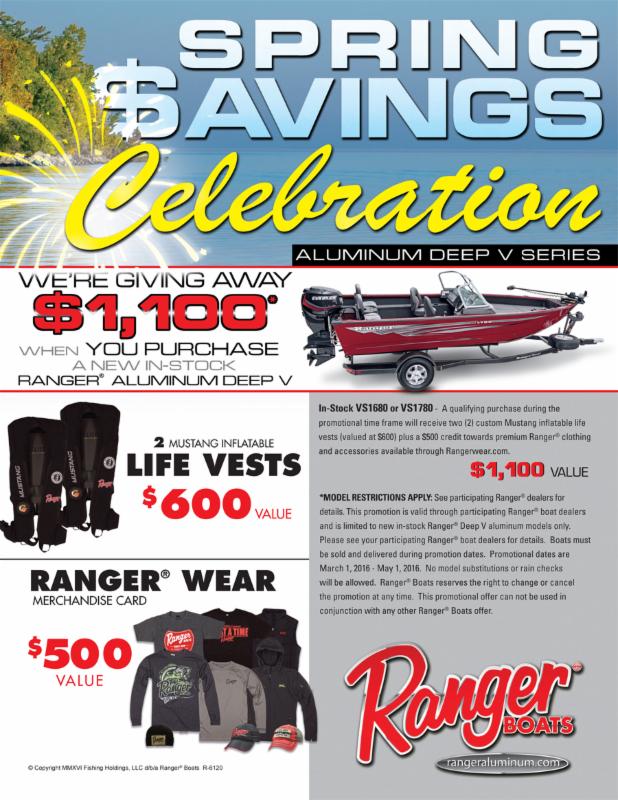 Ranger Boats Announces 2016 Spring Savings Celebration Sales Promotion ...