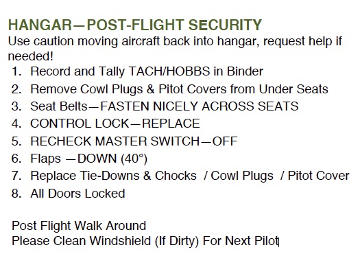 162 post flight checks
