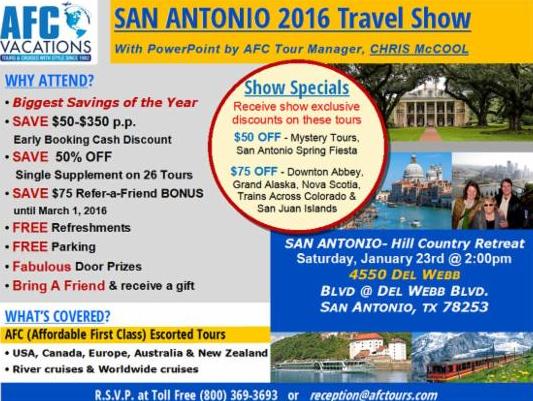 FREE AFC Vacations Travel Show