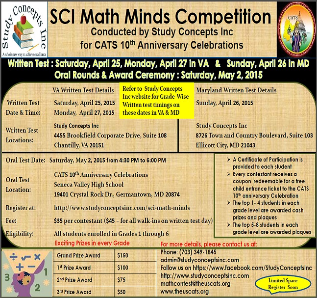 SCI Math Minds - Math Competitions- CA$H prizes!