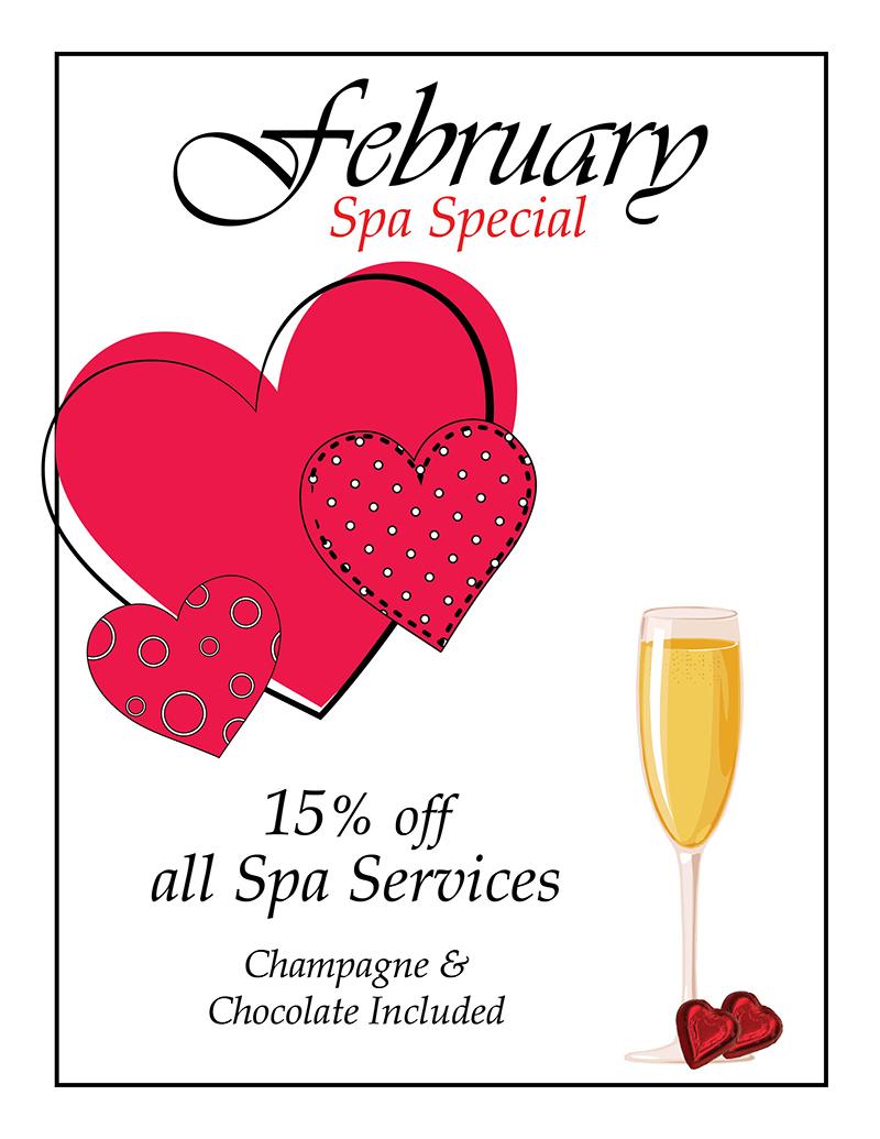 Receive 15% off any spa service in the month of February!
